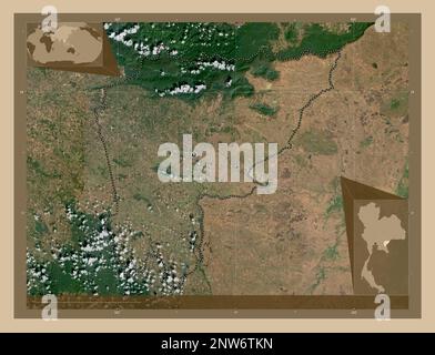 Sa Kaeo, province of Thailand. Low resolution satellite map. Corner ...