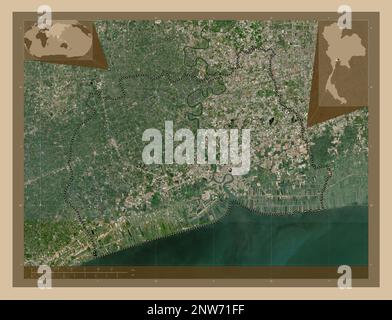 Samut Sakhon, province of Thailand. Low resolution satellite map Stock ...