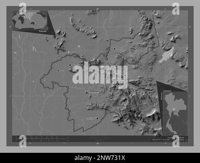 Saraburi, province of Thailand. Bilevel elevation map with lakes and ...