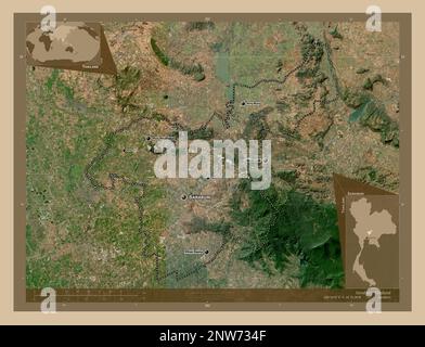 Saraburi, province of Thailand. Low resolution satellite map. Corner ...