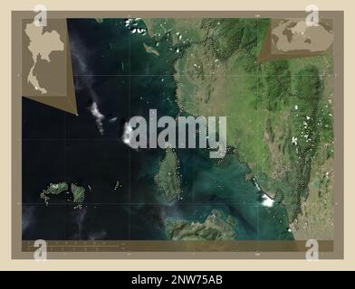 Satun, province of Thailand. High resolution satellite map. Locations ...