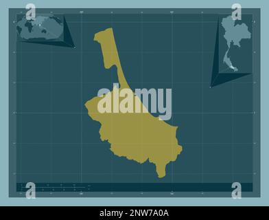 Songkhla, province of Thailand. Solid color shape. Locations of major ...