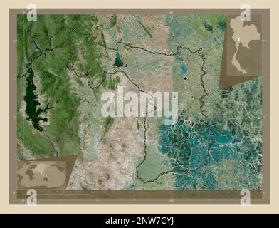 Suphan Buri, province of Thailand. High resolution satellite map ...