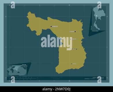 Suphan Buri, province of Thailand. Solid color shape. Corner auxiliary ...