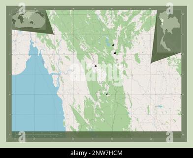 Tak, province of Thailand. Open Street Map. Locations and names of ...