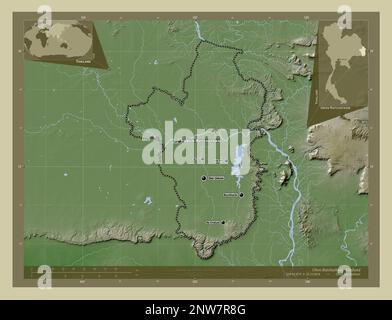 Ubon Ratchathani, province of Thailand. Colored elevation map with ...