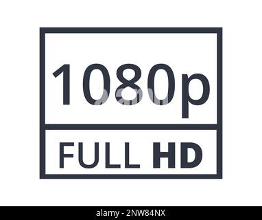 Full HD movie format white flat icons on color rounded square ...