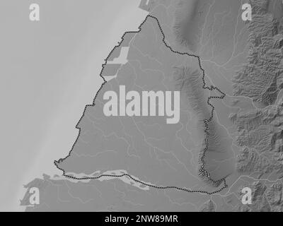 Changhua, county of Taiwan. Grayscale elevation map with lakes and ...