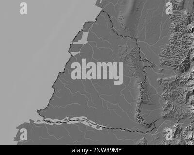 Changhua, county of Taiwan. Elevation map colored in sepia tones with ...