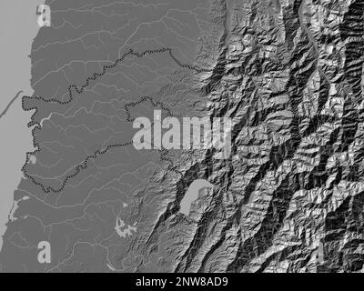 Chiayi, county of Taiwan. Bilevel elevation map with lakes and rivers ...