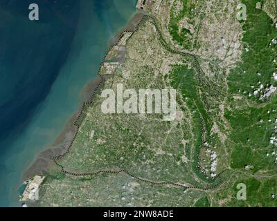 Changhua, county of Taiwan. Low resolution satellite map. Locations and ...