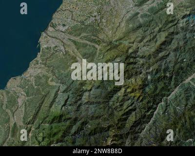 Hsinchu, county of Taiwan. High resolution satellite map. Locations and ...