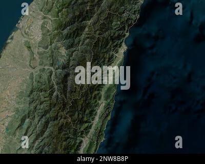Hualien, county of Taiwan. High resolution satellite map. Locations and ...