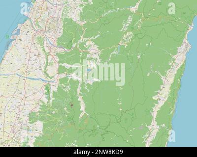 Nantou, county of Taiwan. Open Street Map. Locations of major cities of ...
