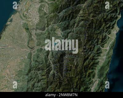 Nantou, county of Taiwan. High resolution satellite map. Corner ...
