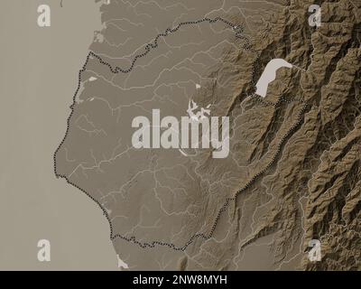 Tainan, special municipality of Taiwan. Colored elevation map with ...