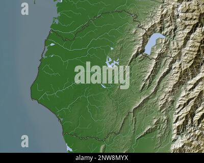 Tainan, special municipality of Taiwan. Colored elevation map with ...