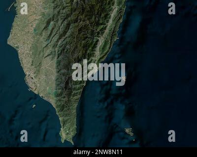 Taitung, county of Taiwan. High resolution satellite map. Locations and ...