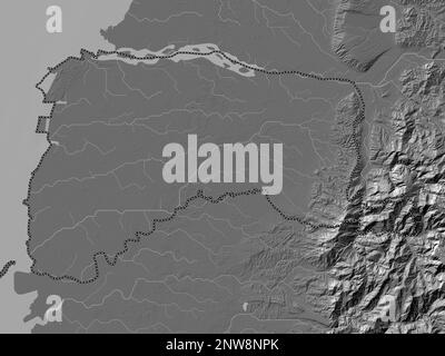 Yulin, county of Taiwan. Bilevel elevation map with lakes and rivers ...