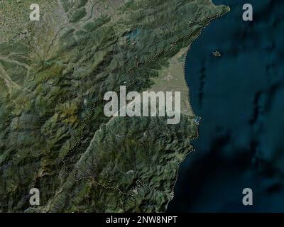 Yilan, county of Taiwan. High resolution satellite map. Locations and ...