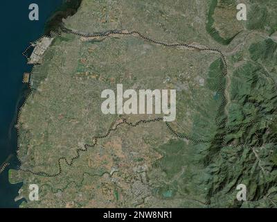 Yulin, county of Taiwan. High resolution satellite map. Locations of ...