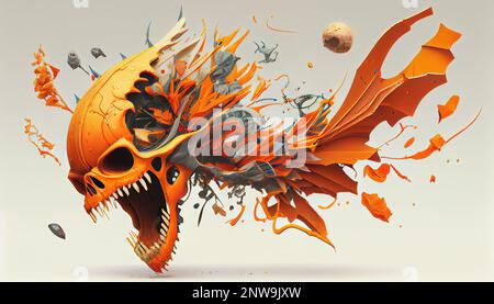 weird ancient science concept, mythology, skull, multicolored Stock ...