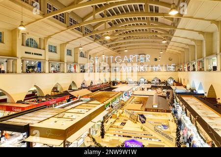 01/03/2020 Stuttgart, Germany. Interior view of the Markthalle ...