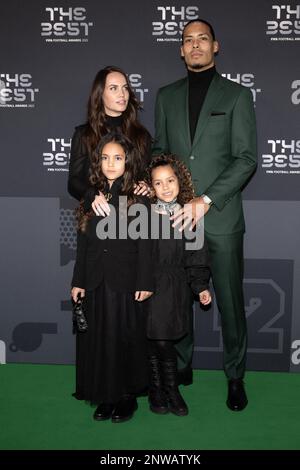 Virgil van Dijk and Rike Nooitgedagt arrive for the 2024 PFA Awards at ...
