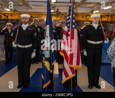 Capt. Mac Harkin, Commodore of Destroyer Squadron 2 (DESRON 2) speaks ...