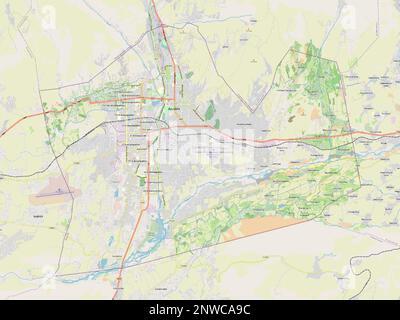 Dushanbe, region of Tajikistan. Open Street Map. Locations and names of ...
