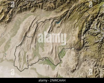 Khatlon, region of Tajikistan. Low resolution satellite map. Corner ...