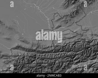 Sughd, region of Tajikistan. Bilevel elevation map with lakes and ...