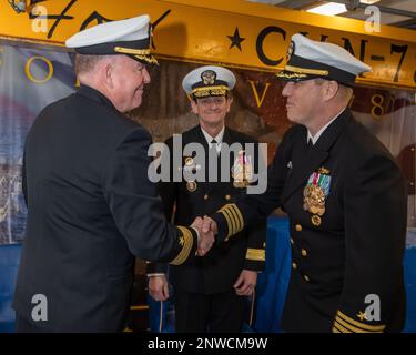 Capt. Mac Harkin, Commodore of Destroyer Squadron 2 (DESRON 2) speaks ...
