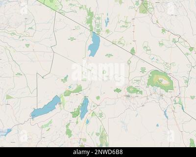 Arusha, region of Tanzania. Open Street Map. Locations and names of ...