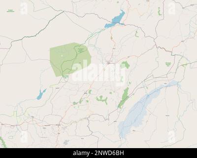Iringa, region of Tanzania. Open Street Map. Locations of major cities ...