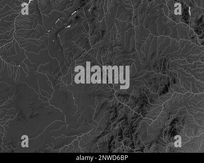 Dodoma, region of Tanzania. Grayscale elevation map with lakes and ...
