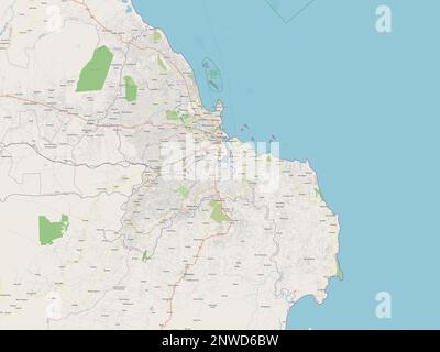 Dar es Salaam, region of Tanzania. Low resolution satellite map. Corner ...