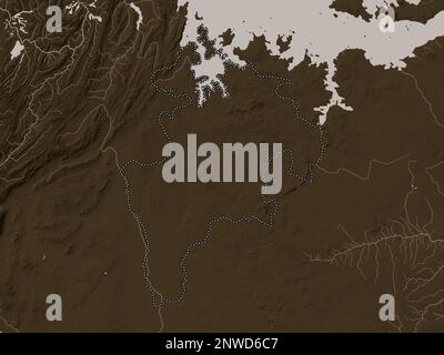 Geita, region of Tanzania. Colored elevation map with lakes and rivers ...