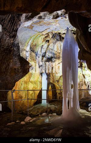 Beautiful limestone formations at Ledenika cave, near Vratza town ...