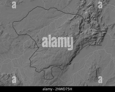 Iringa, region of Tanzania. Bilevel elevation map with lakes and rivers ...