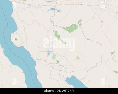 Katavi, region of Tanzania. Open Street Map. Locations of major cities ...
