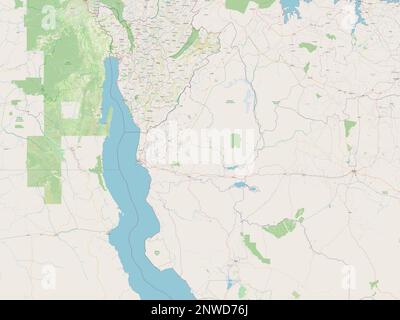 Kigoma, region of Tanzania. Open Street Map. Locations of major cities ...