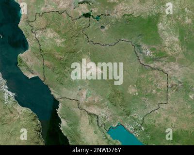 Katavi, region of Tanzania. High resolution satellite map. Locations of ...