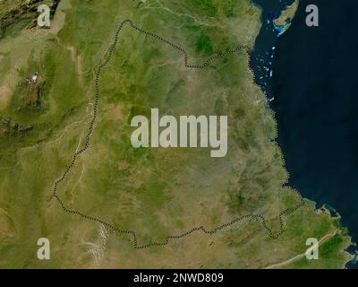 Lindi, region of Tanzania. Low resolution satellite map. Locations and ...