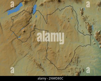 Manyara, region of Tanzania. Colored elevation map with lakes and ...