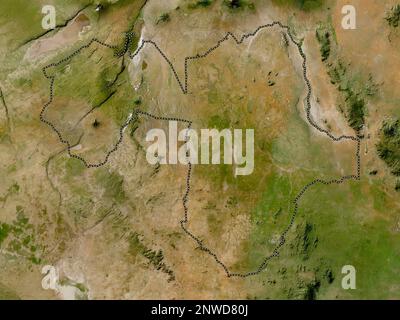 Manyara, region of Tanzania. Low resolution satellite map. Corner ...
