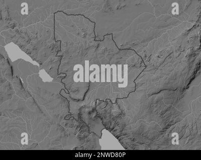 Mbeya, region of Tanzania. Bilevel elevation map with lakes and rivers ...