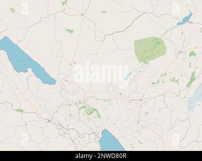 Mbeya, region of Tanzania. Open Street Map. Corner auxiliary location ...