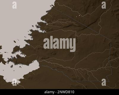 Mara, region of Tanzania. Colored elevation map with lakes and rivers ...