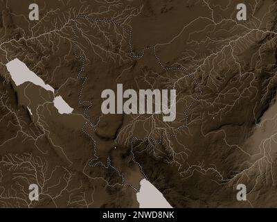 Mbeya, region of Tanzania. Colored elevation map with lakes and rivers ...
